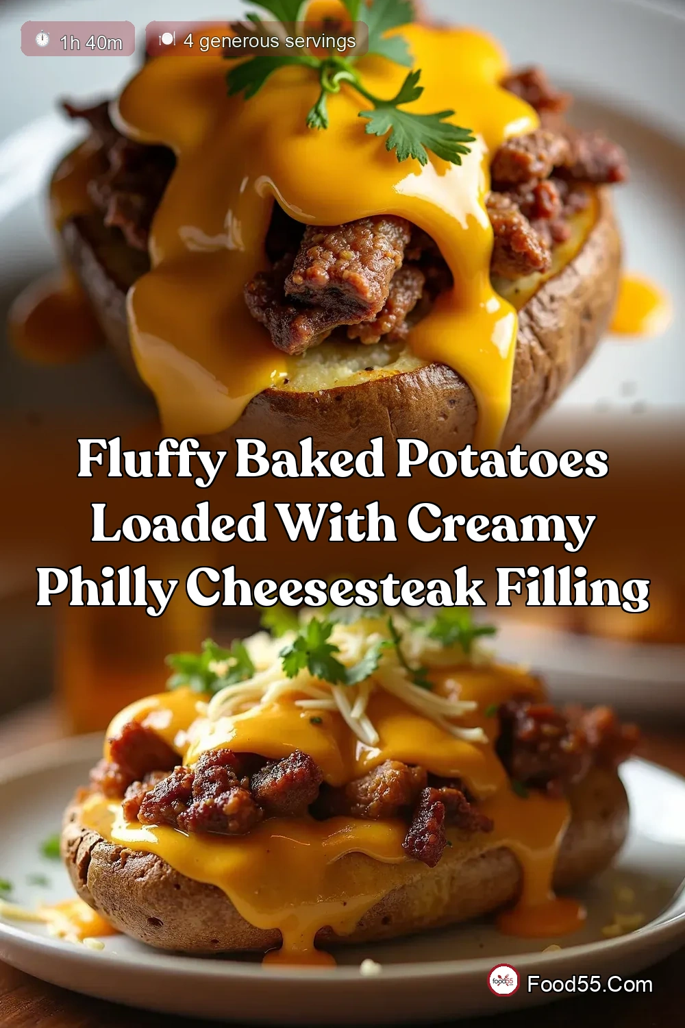 Ultimate Loaded Philly Cheesesteak Baked Potato Recipe