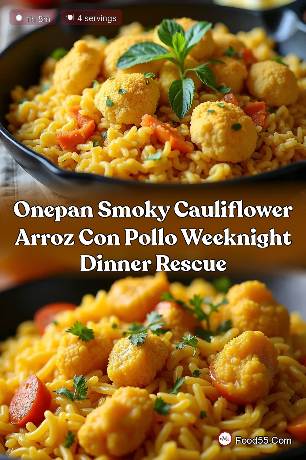 Saffron Sunset Skillet Lighter Cauliflower Arroz Con Pollo…