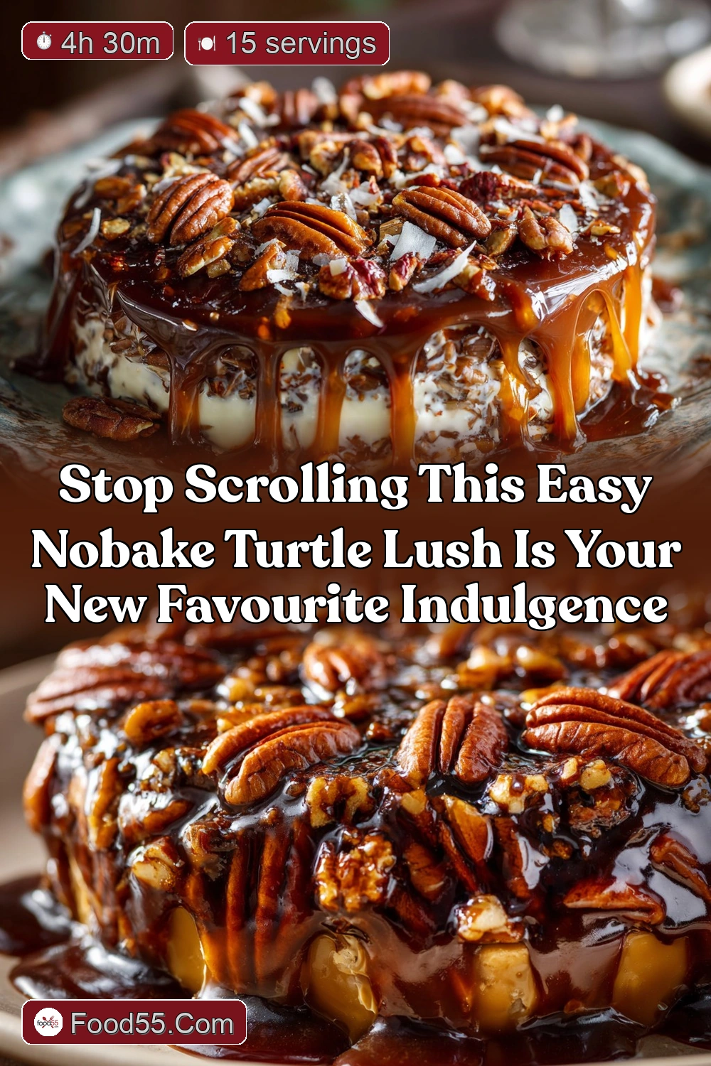 The Ultimate NoBake Turtle Lush Chocolate Caramel Pecan…