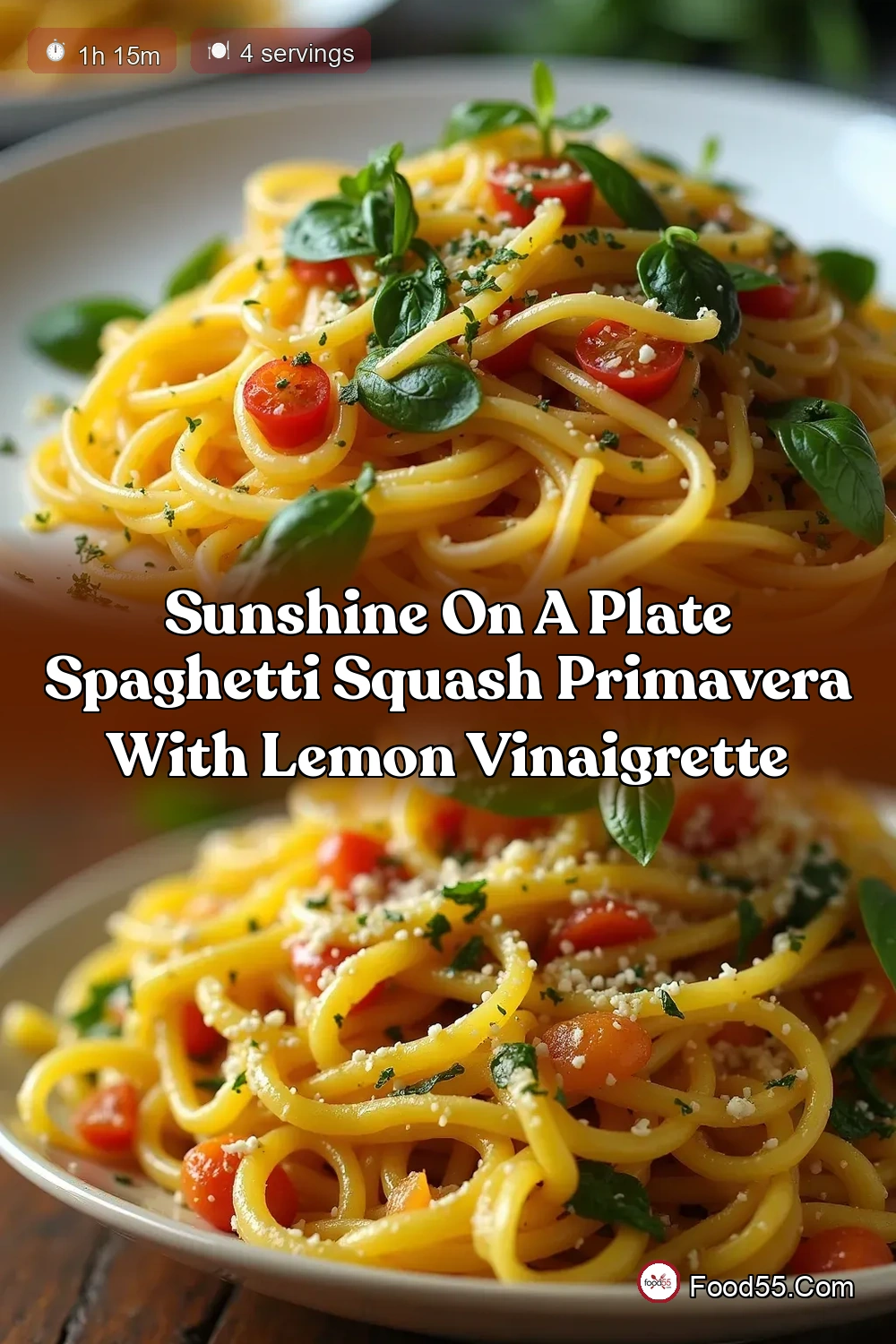 Spaghetti Squash Primavera with LemonHerb Vinaigrette