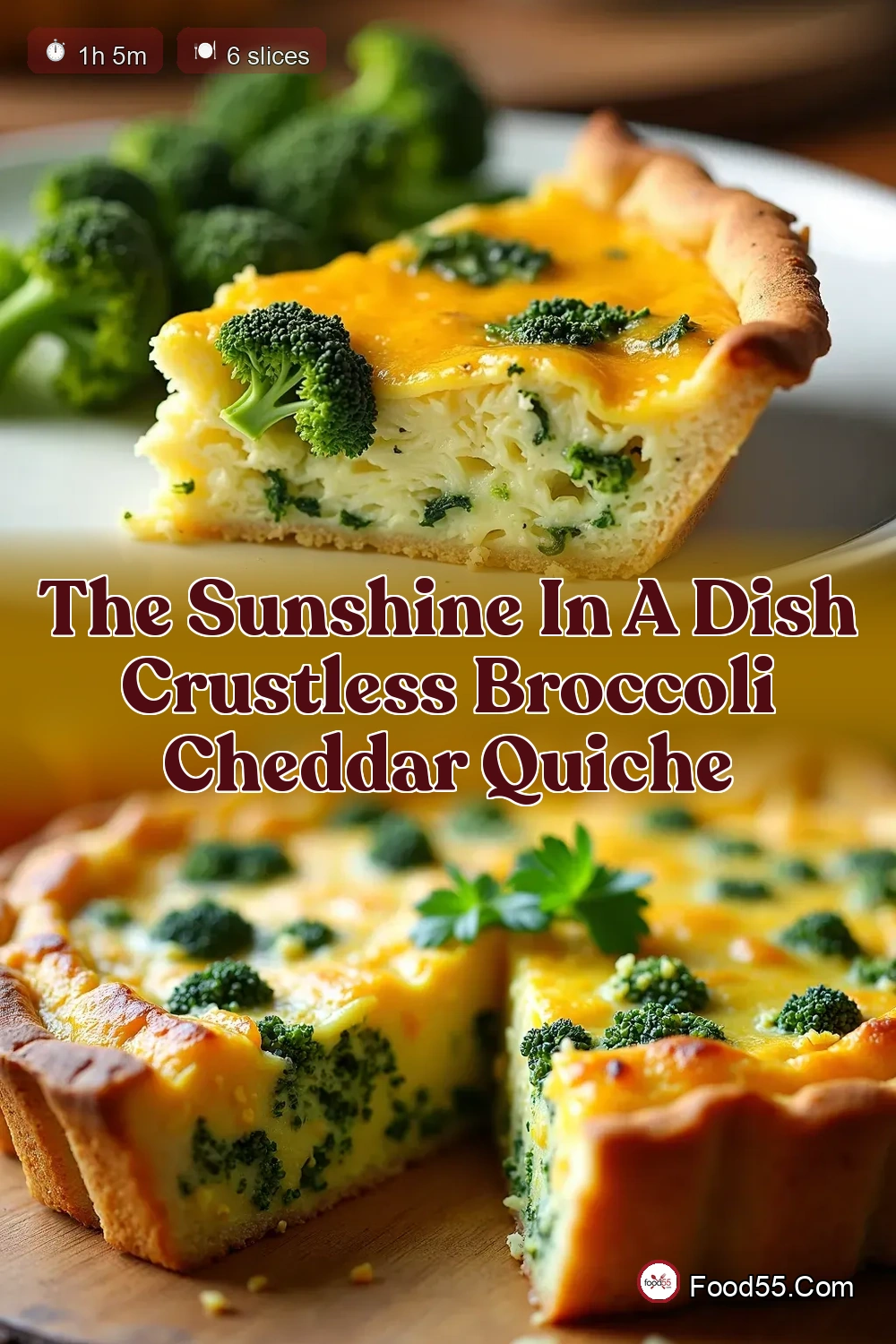 Easy Crustless Broccoli Cheddar Quiche Recipe Fluffy Cheesy…