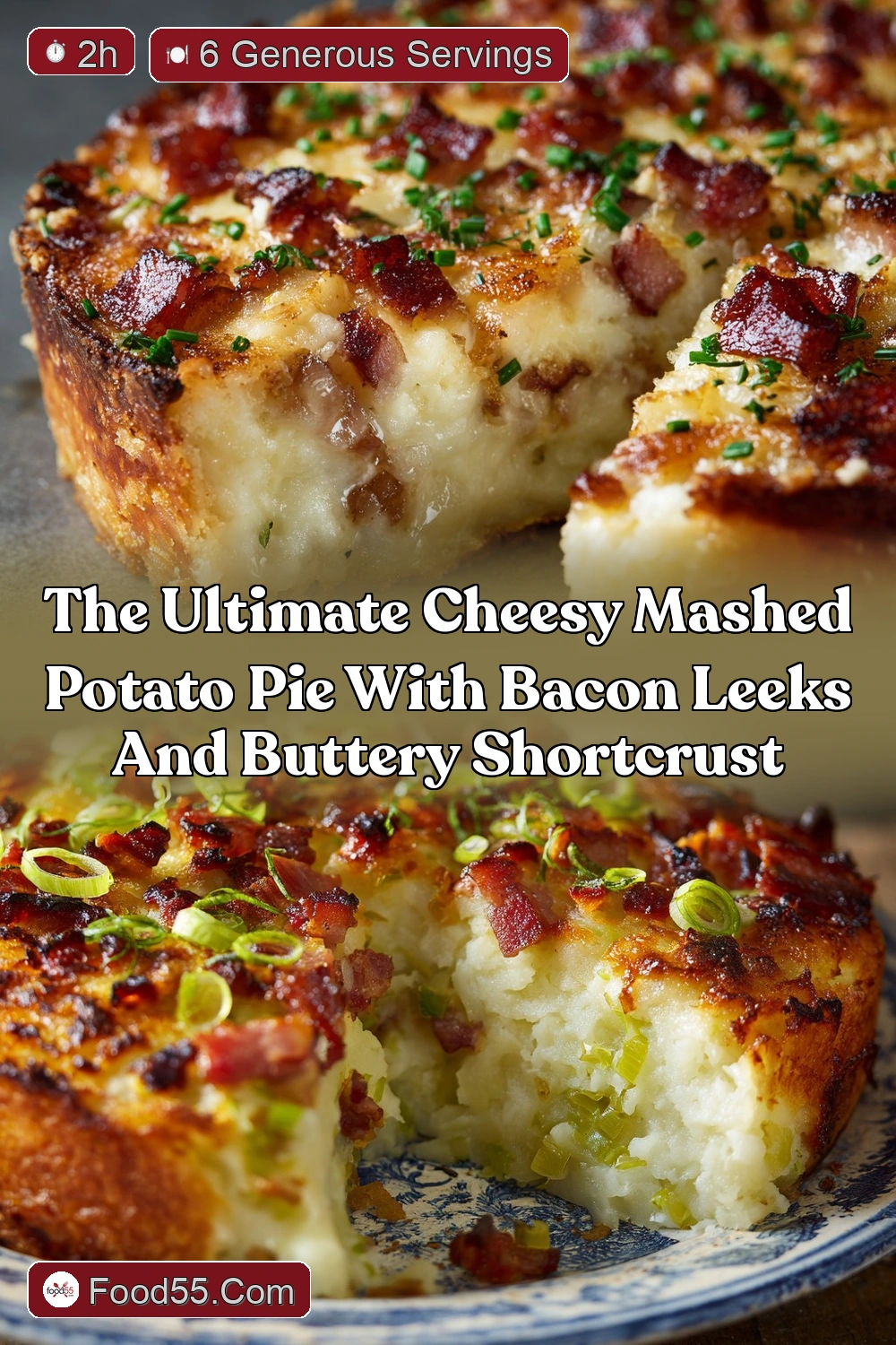 Buttery Shortcrust Mashed Potato Pie with Bacon Leeks and…