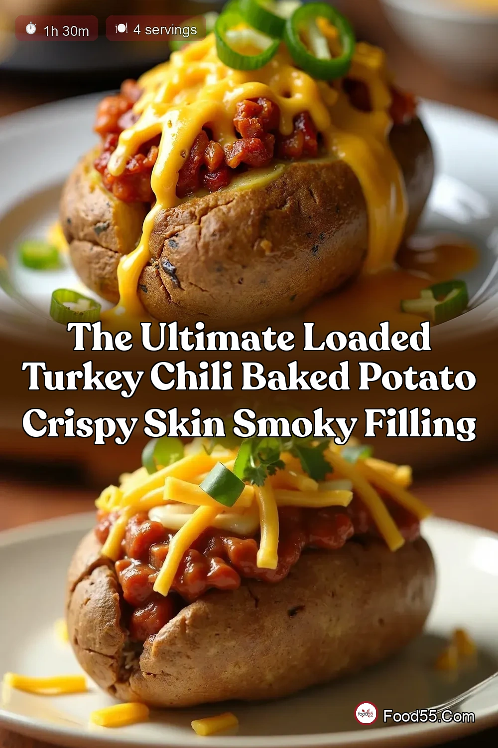 Smoky Turkey Chili Loaded Baked Potato Recipe Comfort Food…