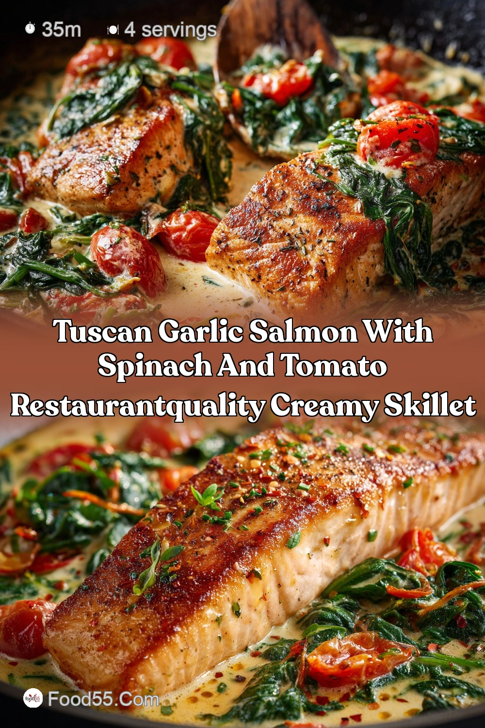 Tuscan Garlic Salmon with Spinach and Tomato Creamy Skillet…