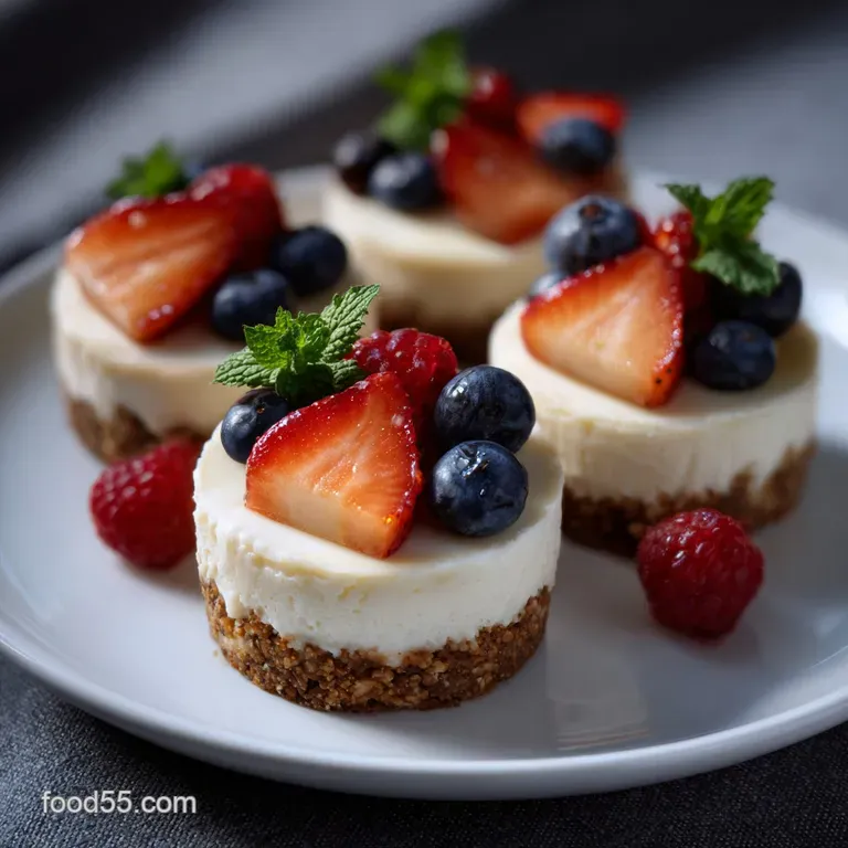 Mini Healthy Cheesecakes Made With A Greek Yogurt Base